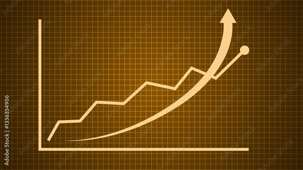 Stylized Graph with Upward Trend Arrow, A stylized graph with an upward ...