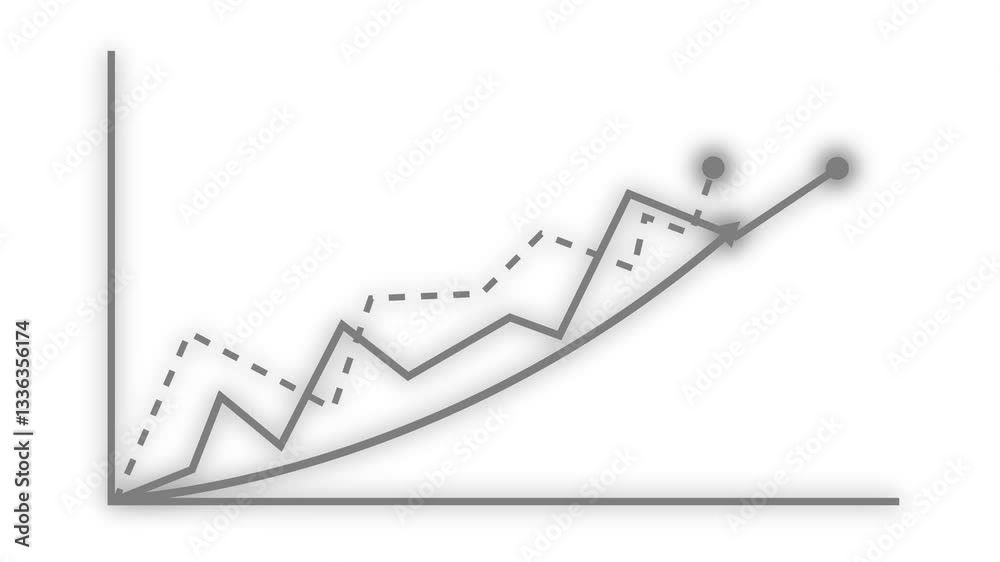 Glowing Line Graph on White Background Animation, A glowing line graph ...