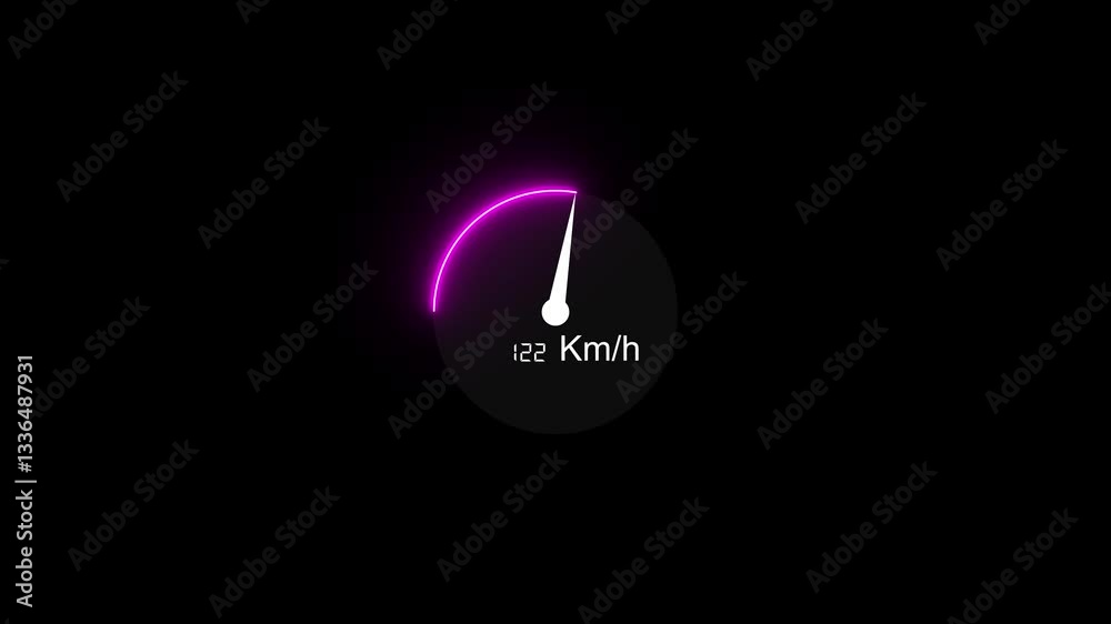 Neon line Digital speed meter animation, Speedometer Display on Black ...