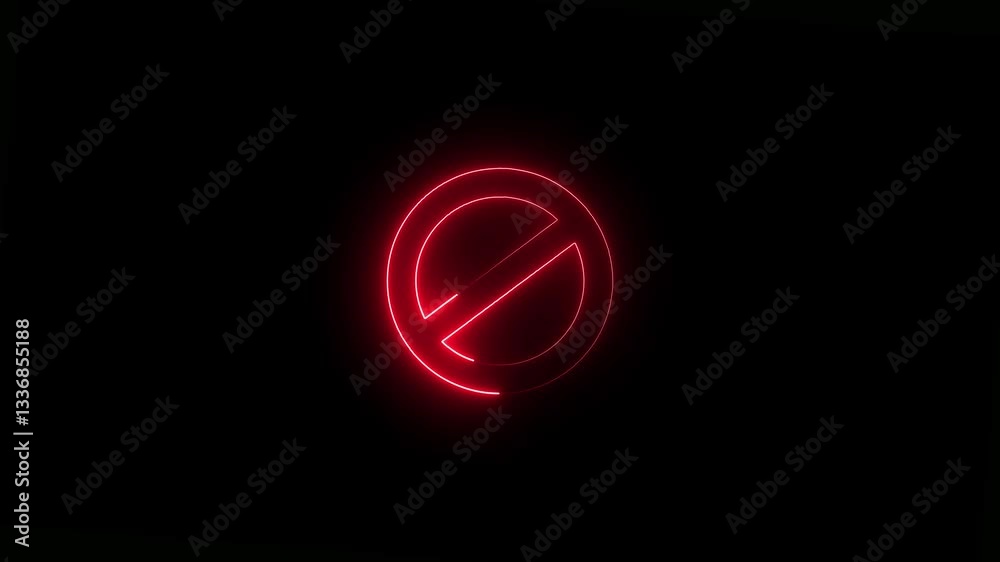 Red prohibition sign animation. Stop symbol animation. No symbol ...