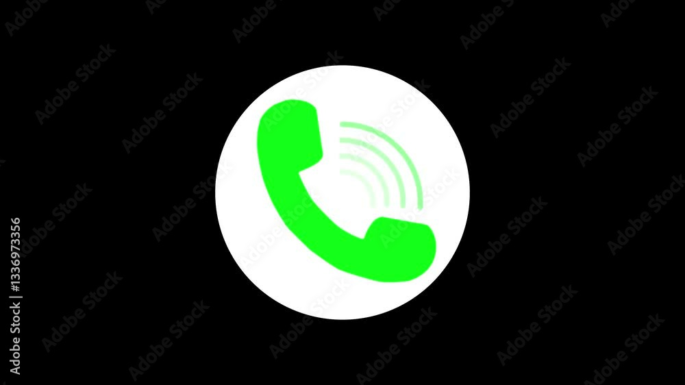 Incoming call icon animation. Alpha channel, transparent background. 4K ...