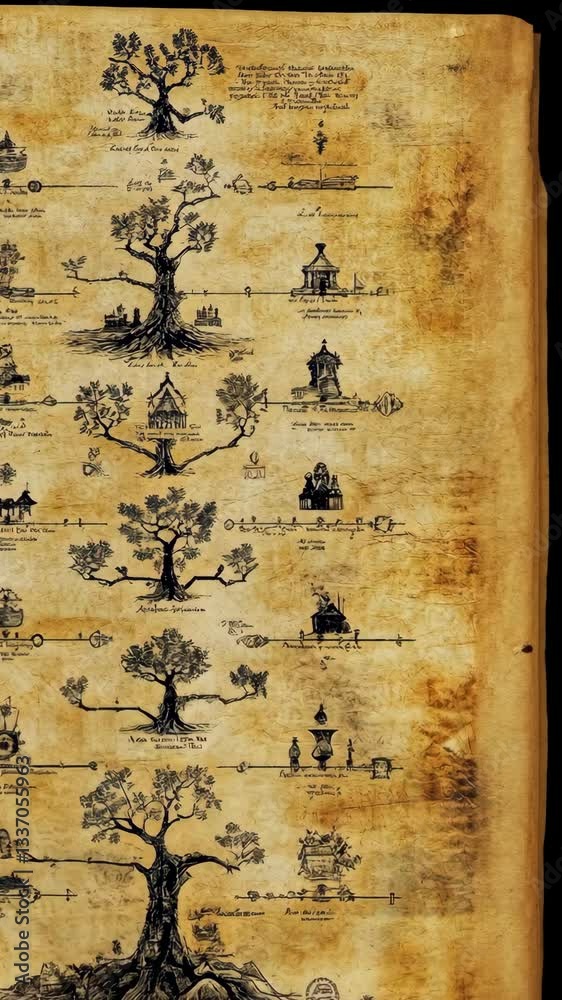 Historical family tree diagram detailing lineage and ancestry over ...