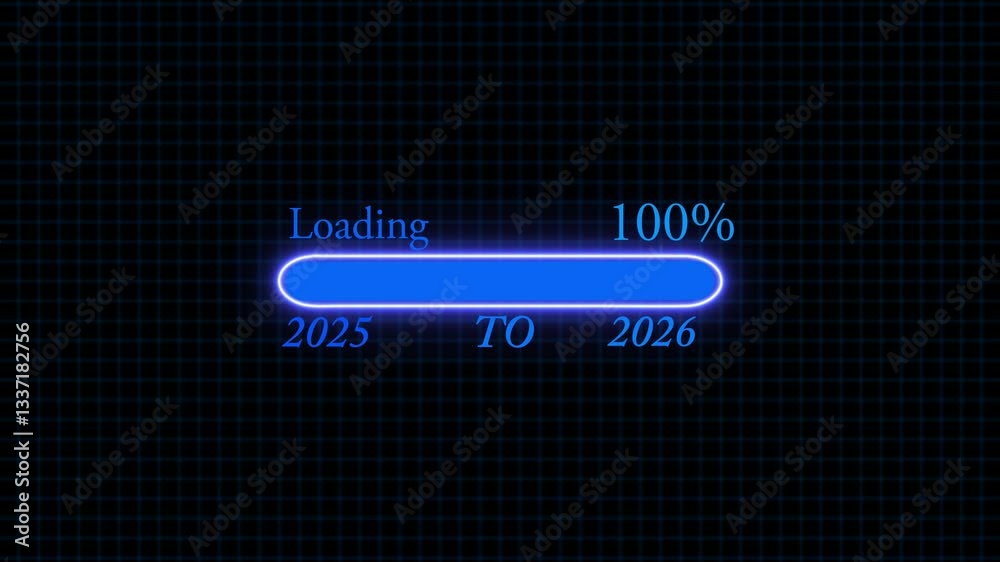 Loading bar from 2025 to 2026 new year transfer animation. New year ...