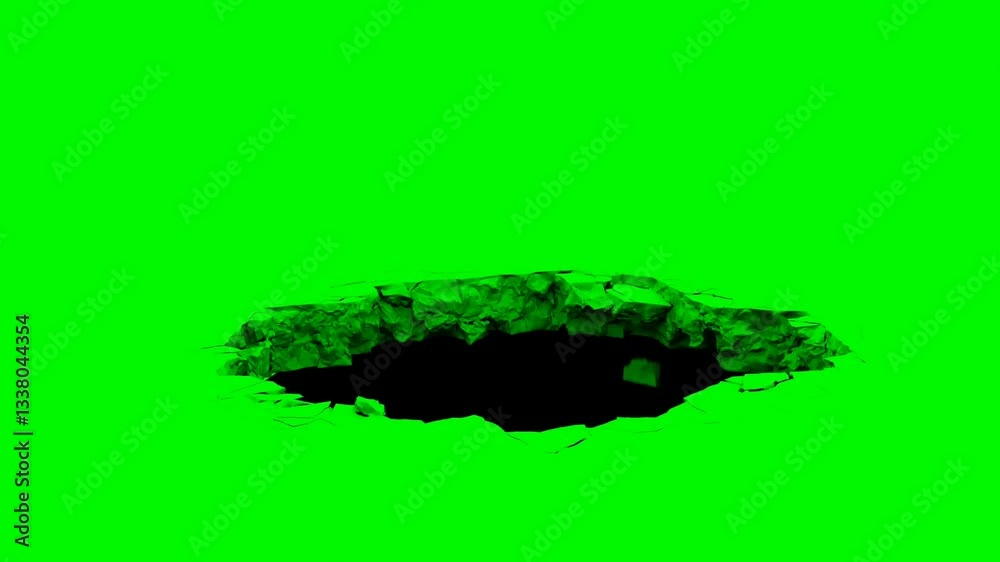 Ground Destruction green screen animation. Ground collapse chroma key ...