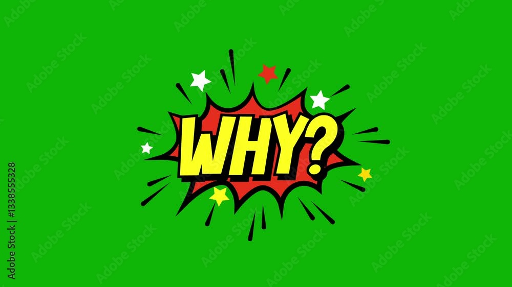 A comic strip cartoon animation, with the word why? appearing. cartoon ...