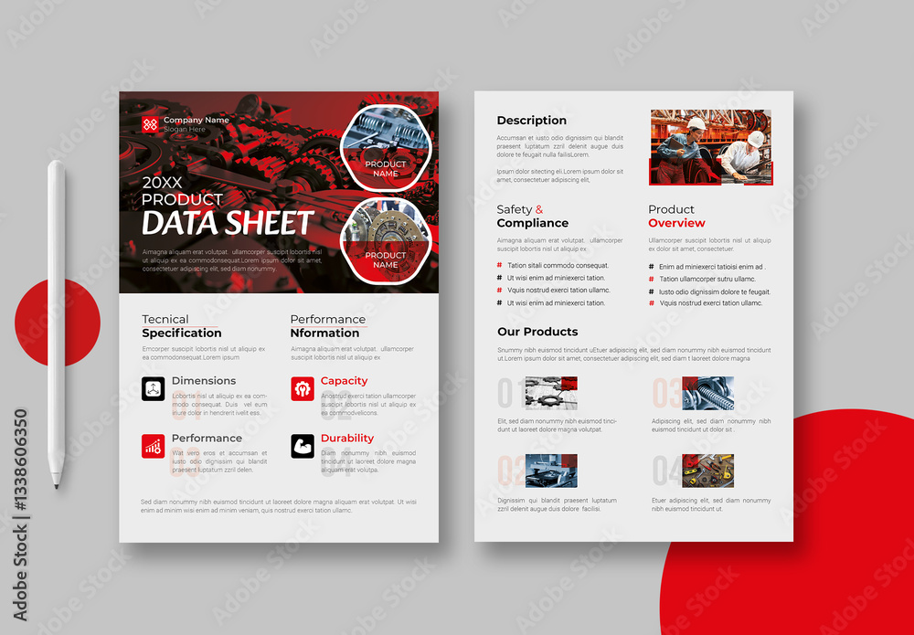 Technical Data Sheet Layout Stock テンプレート | Adobe Stock