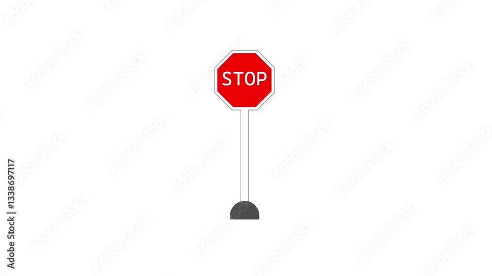 Wideo Stock: Red Stop Sign Icon – Traffic Stop Board Symbol. traffic ...