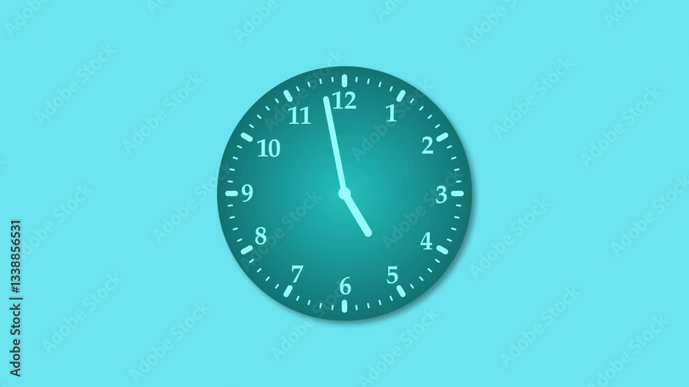 Minimalist simple analog clock animation, A simple analog clock ...