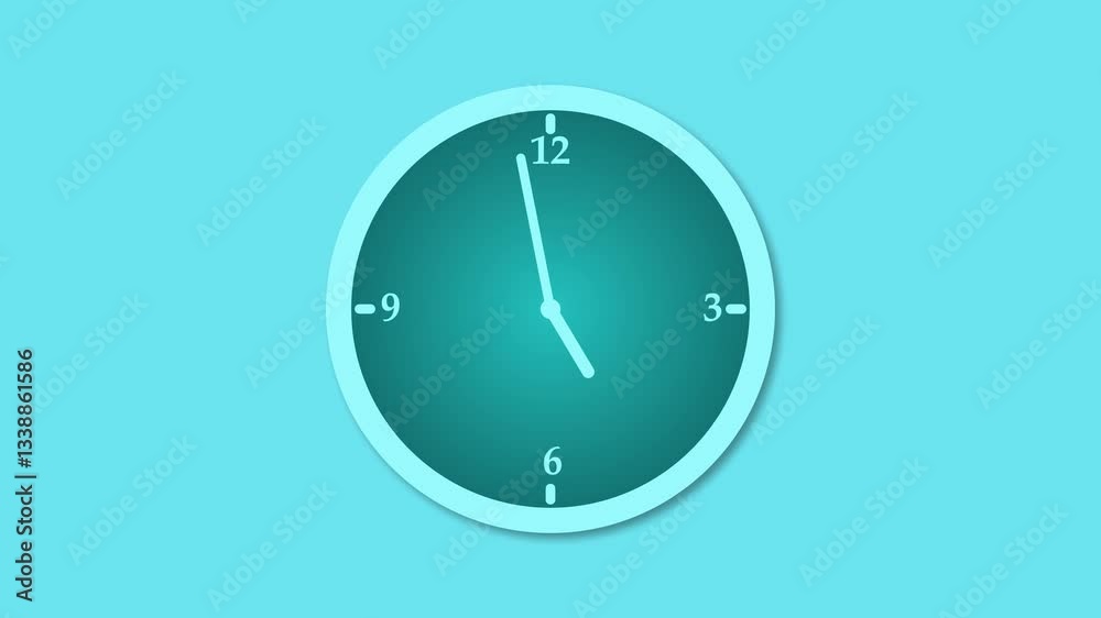 Minimalist Simple clock animation, A simple clock face with white hour ...