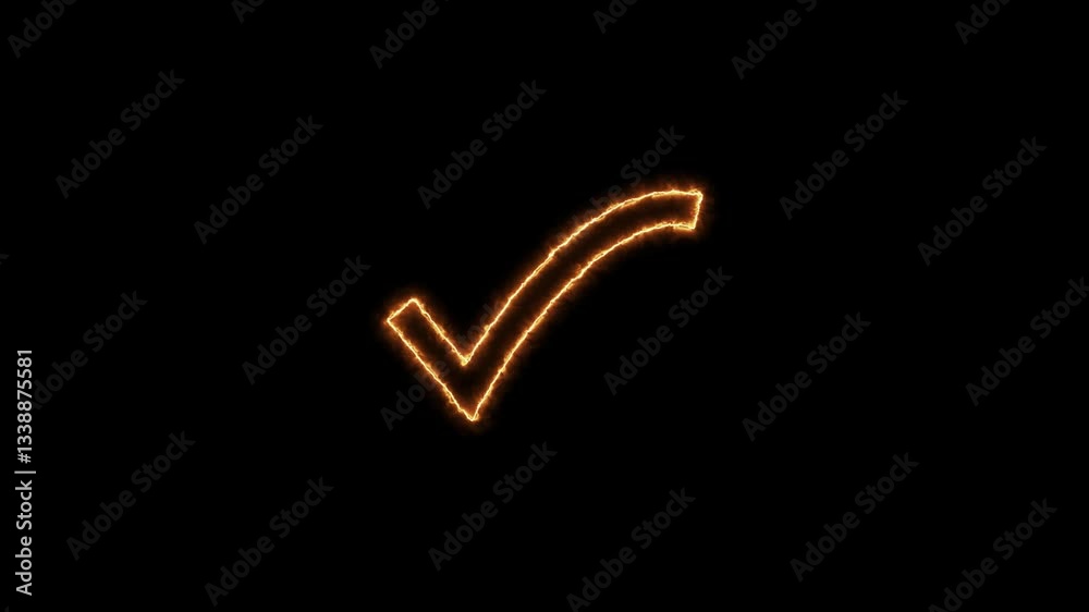 voting check mark neon bright orange color animation. Abstract Check ...