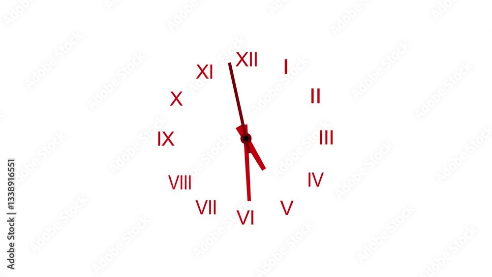 Counting down simple analog clock animated, A black analog clock face ...