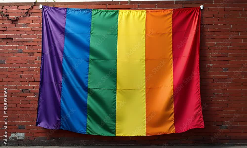 Rainbow Pride Flag on Brick Wall Backgrounds of Wall Texture. Pride ...