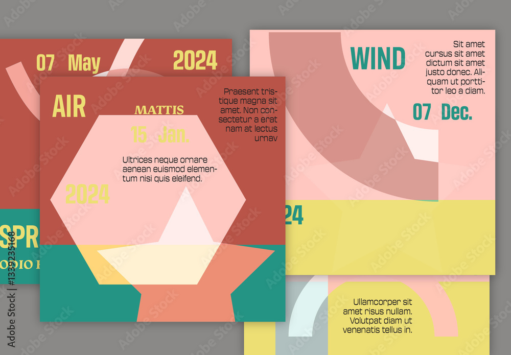 Social Media Square Post Layout Simple Overlapping Geometrical Shapes ...