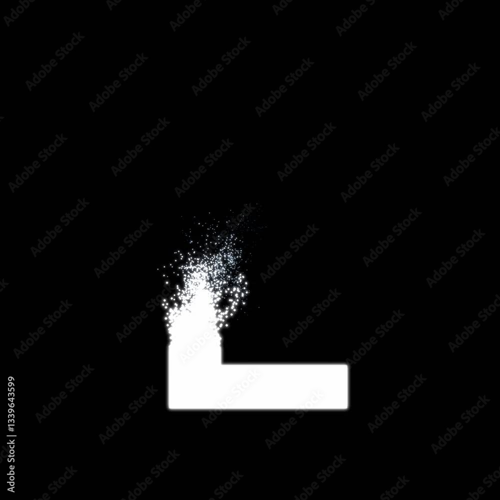 Dissolving Letter, Letter L dissolving into particles, disintegration ...