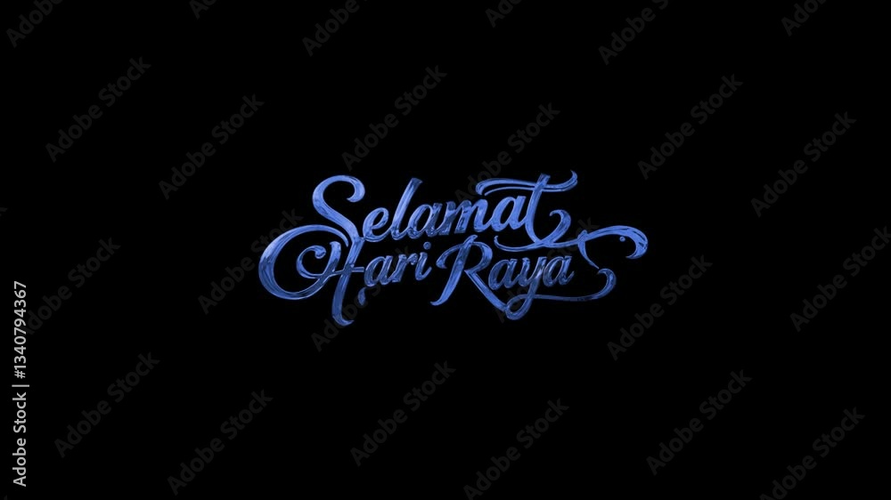 Selamat Hari Raya Animated Lettering Blue, Eid Mubarak Blue ...