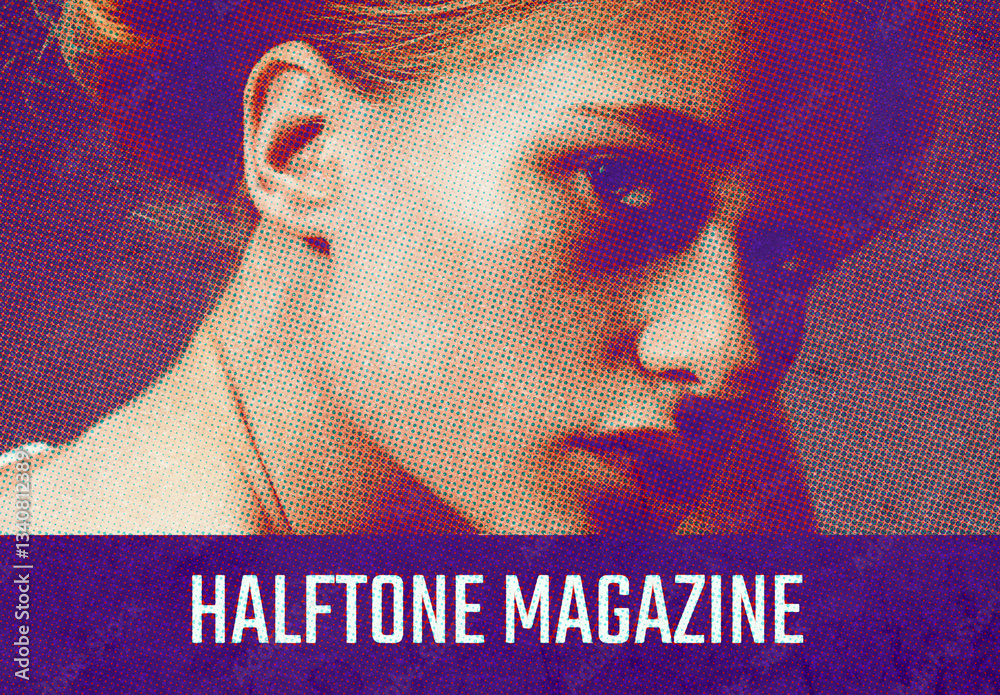 Halftone Retro Risograph Magazine Photo Effect Paper Texture Template ...