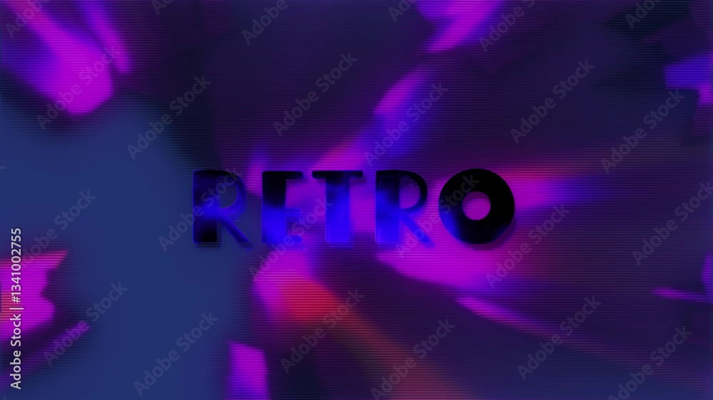 Retro text, word art, title, the word retro in pink purple neon with ...