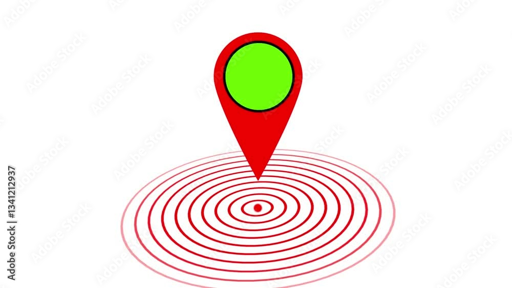 Location indicator and location icon animation. Map pin animation ...
