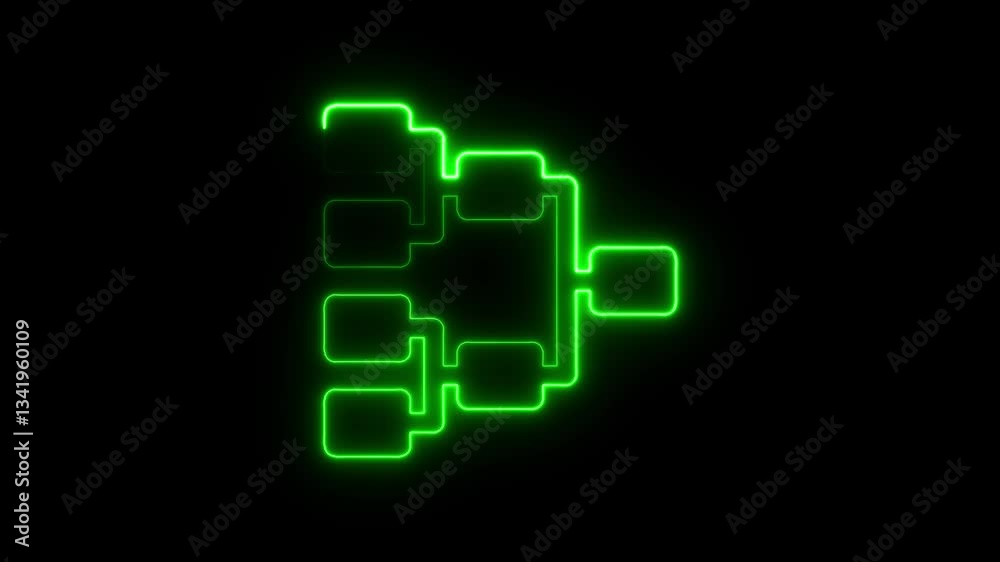 Tournament bracket icon with neon glow effect. digital tournament ...