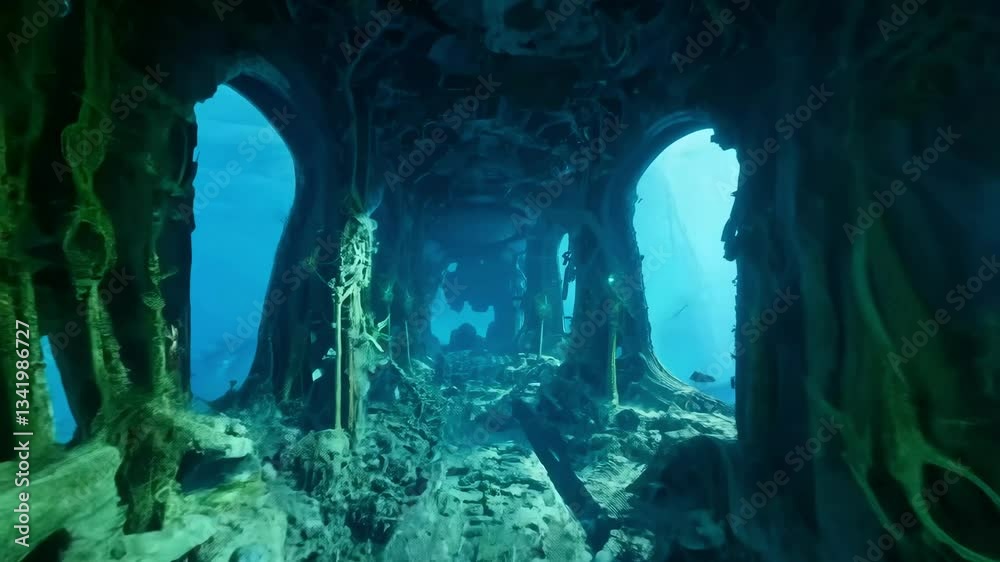 Dive into the eerie beauty of an underwater shipwreck, where time has ...