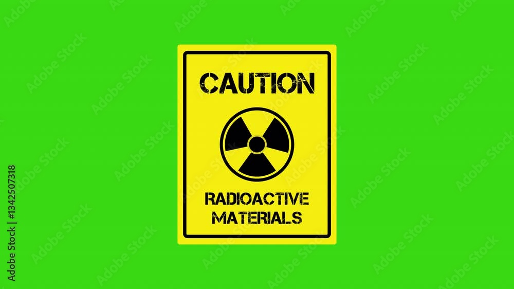 Radioactive materials warning sign board with hazard symbol and danger ...