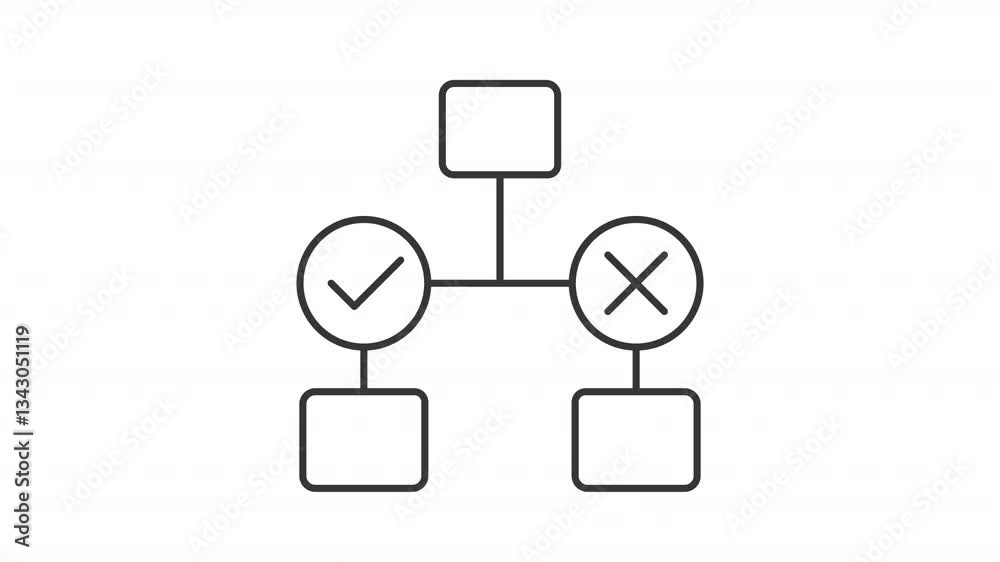 Opportunity flowchart line animation. Decision roadmap animated icon ...