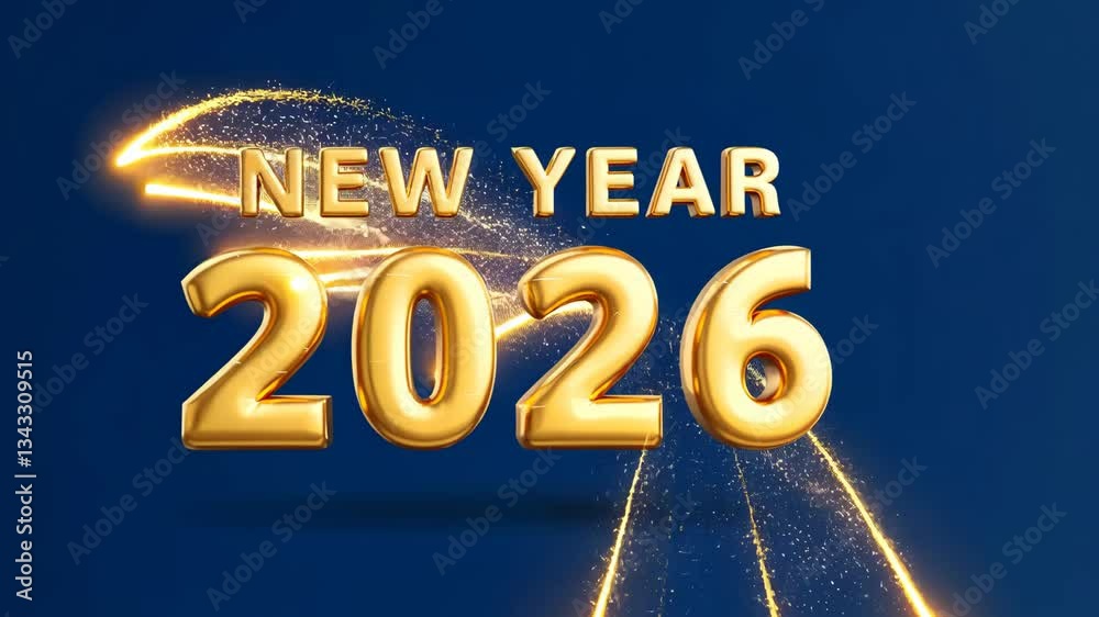 3d text "new year 2026" gold realistic rendering new year celebration ...