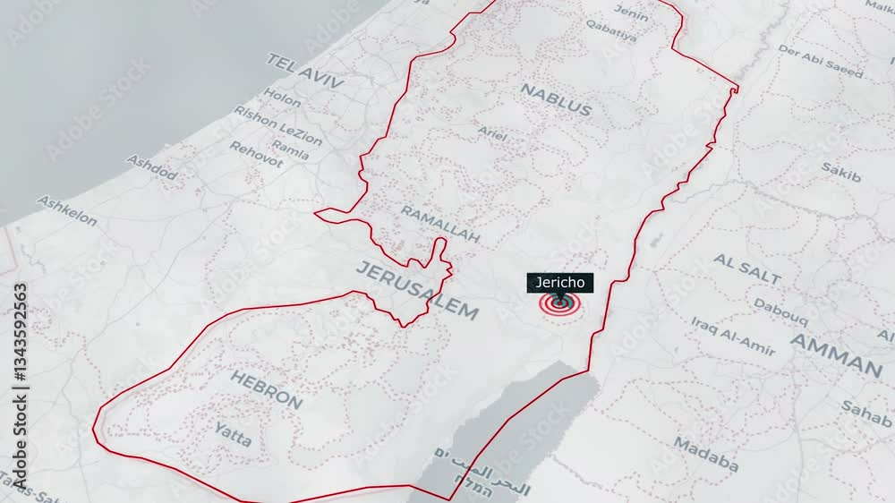 Detailed Map of Jericho Landmarks, Roads, Historical Sites, and ...
