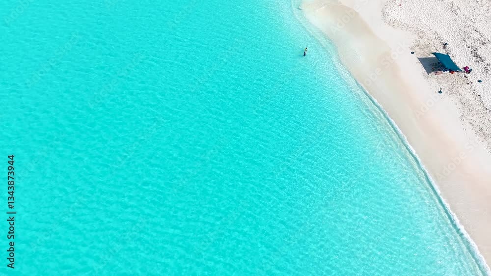 Aerial view of the turquoise shining ocean at the famous Tropic of ...