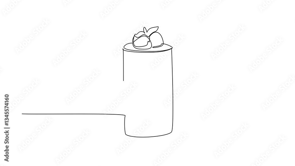 Animated self drawing of single continuous line drawing glass of ...