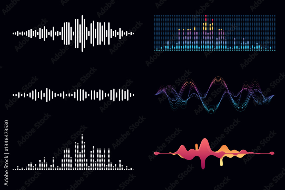 Poster Glowing Sound Waves Visualizer Set – Wall Art | UkPosters