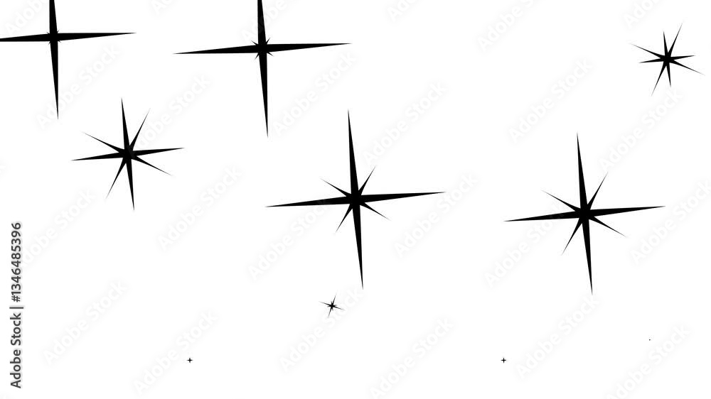 Twinkling star animation set, cartoon, white blinking shining stars ...