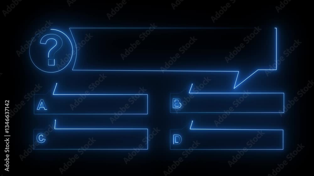 Question and test menu choice quiz show question.Glowing Neon Quiz Line ...