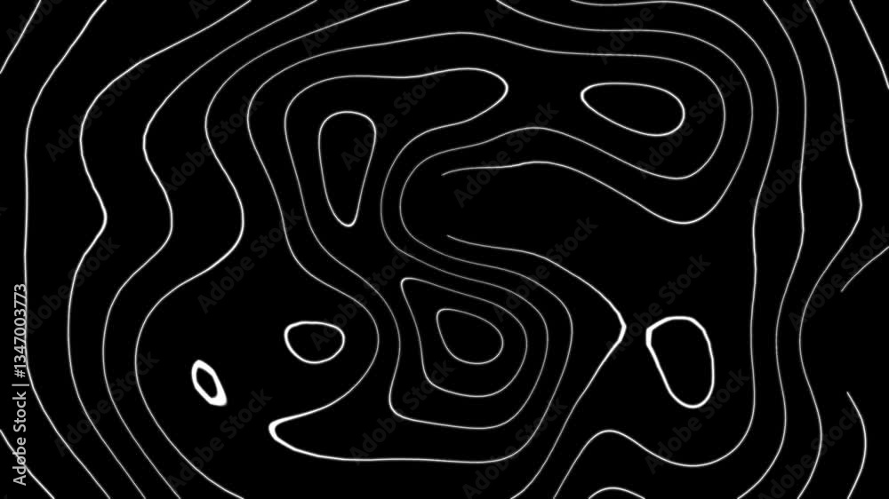 Moving contour lines animation in 4K, animated topographic map ...