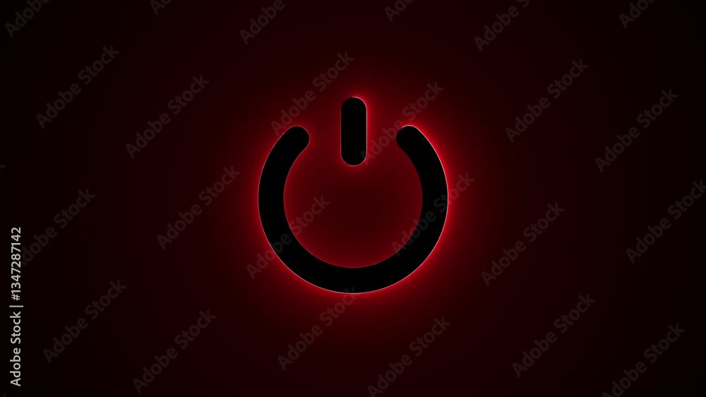 Neon glowing power button icon animation 4K. Neon light power button ...