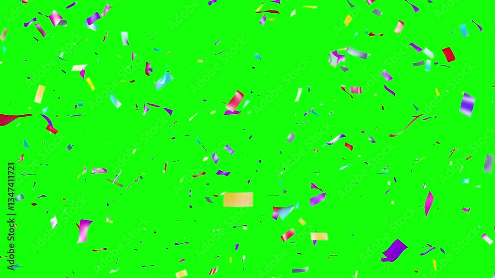 Thousands of confetti falling. Animated Party background. Green Screen ...