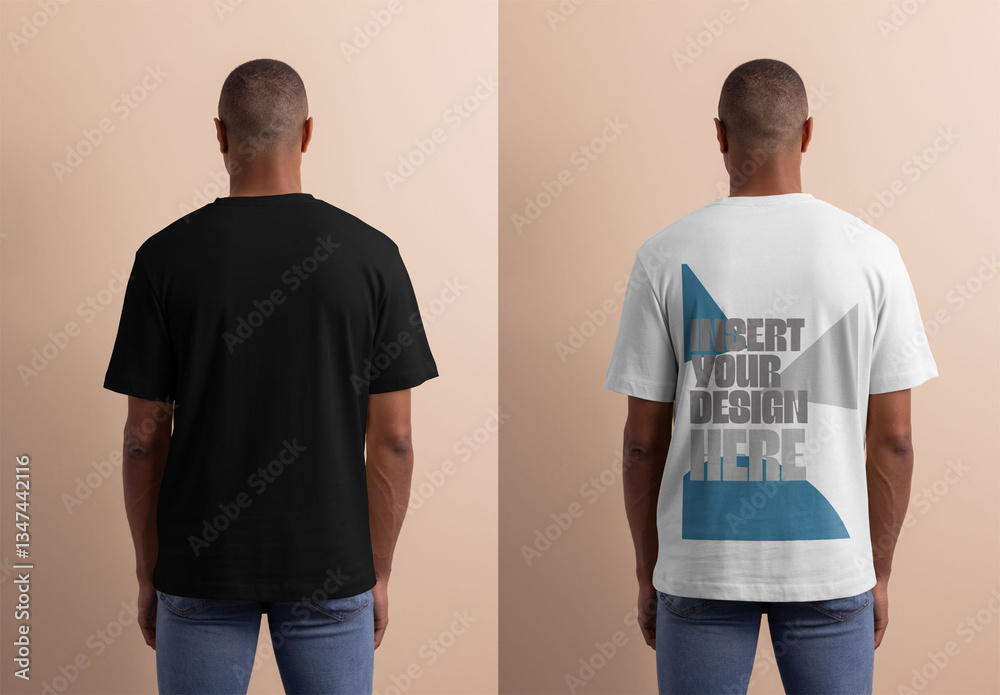 Mockup of a Back View T-Shirt Template for Logo Design 素材庫範本 | Adobe Stock