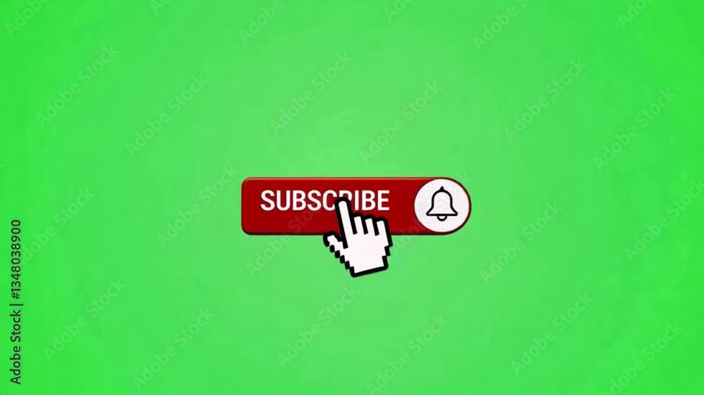 YouTube subscribe button animation with a green screen background. The ...