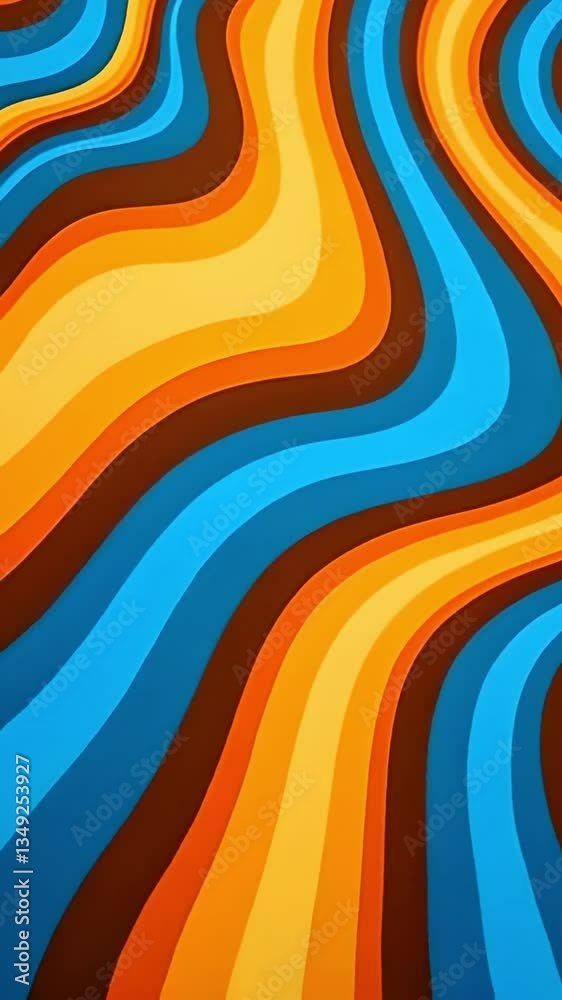 70s retro wave, psychedelic background, neon blue yellow brown, vintage ...