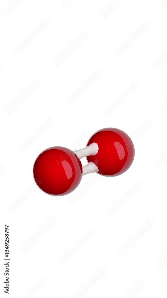 Molecule of Oxygen. Animated chemical 3D Model: Ball and stick ...