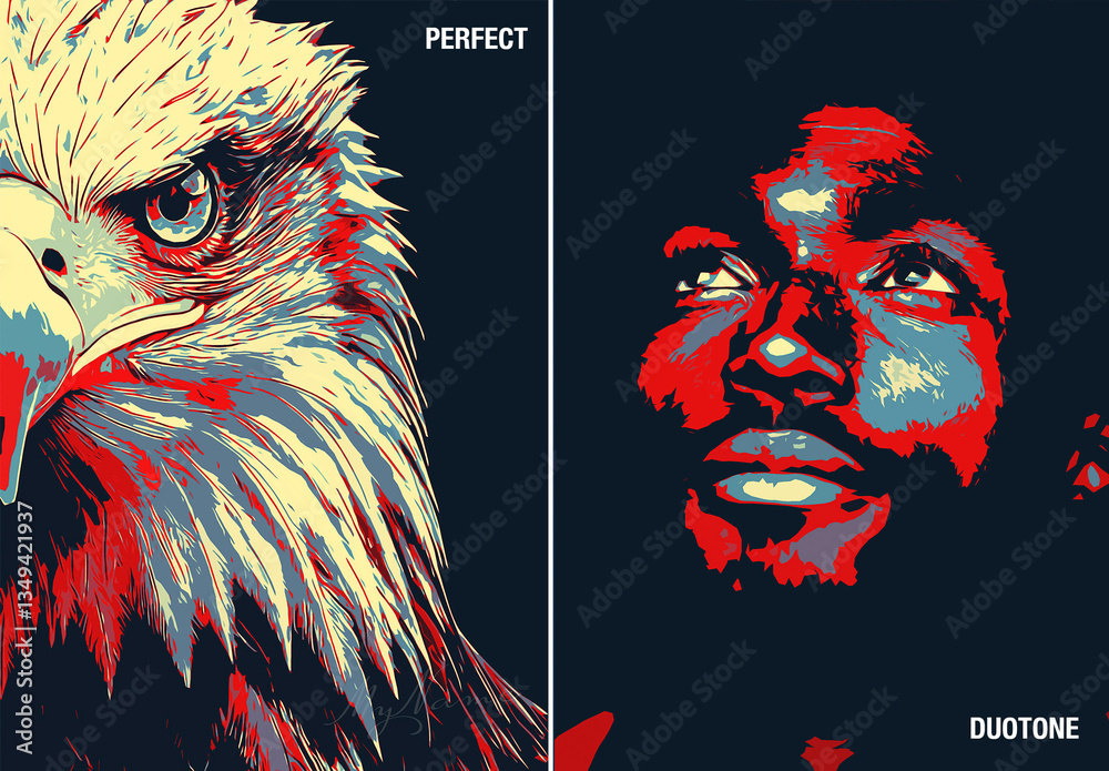 duotone or pop art poster effect with generative ai example images ...