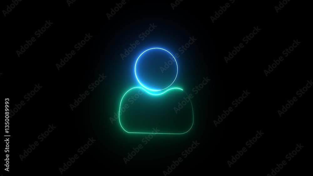 Glowing neon person sign. Neon-glow user and profile icon. Neon contact ...