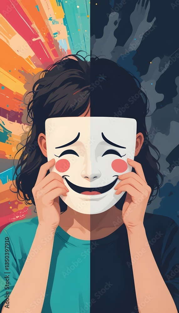 Poster The Emotional Mask – Hiding Bipolar Struggles – Wall Art | UkPosters