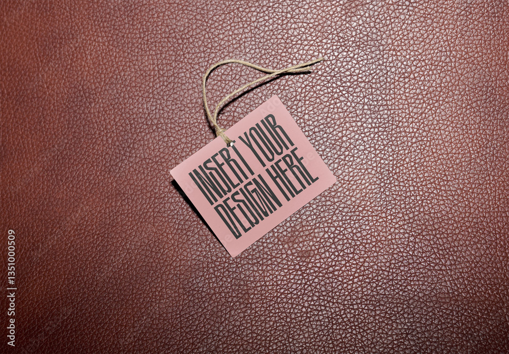 Mockup of a Blank Hang Tag Design on a Textured Background Stock ...