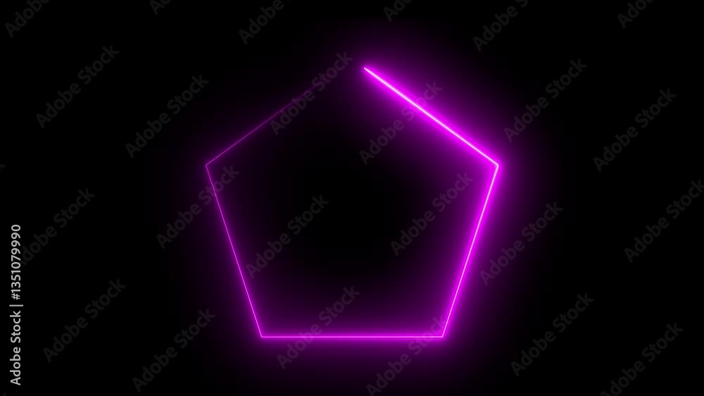 Glowing neon line Pentagon shape green color animation, Pentagon line ...