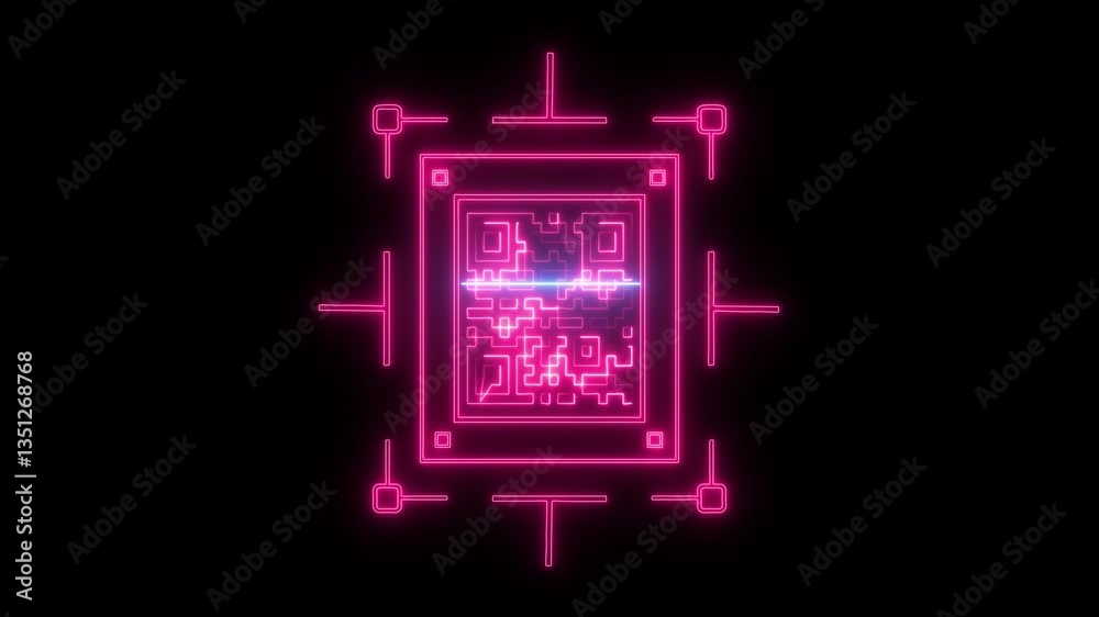 Neon QR code Futuristic barcode quick code scanning Bar. barcode qr ...