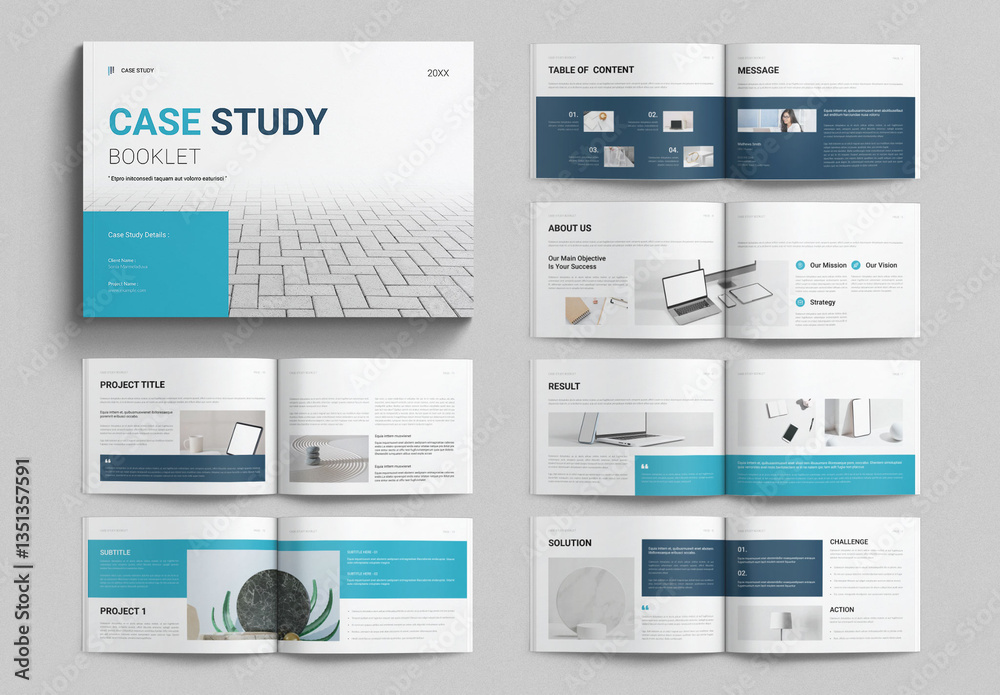 Case Study Booklet Template Landscape Stock Template | Adobe Stock