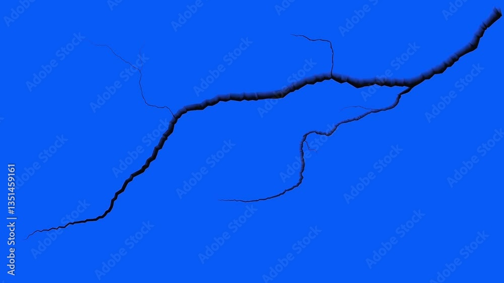 Wall Collapse Blue screen, Wall breaking on blue screen background.3d ...