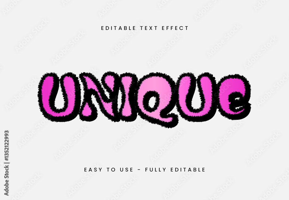 Pink Furry Bold Outline Cartoon Text Effect Stock Template | Adobe Stock