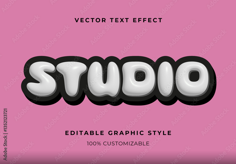 White Outlined Inflated Font Bubble Glossy Text Effect Stock Template ...
